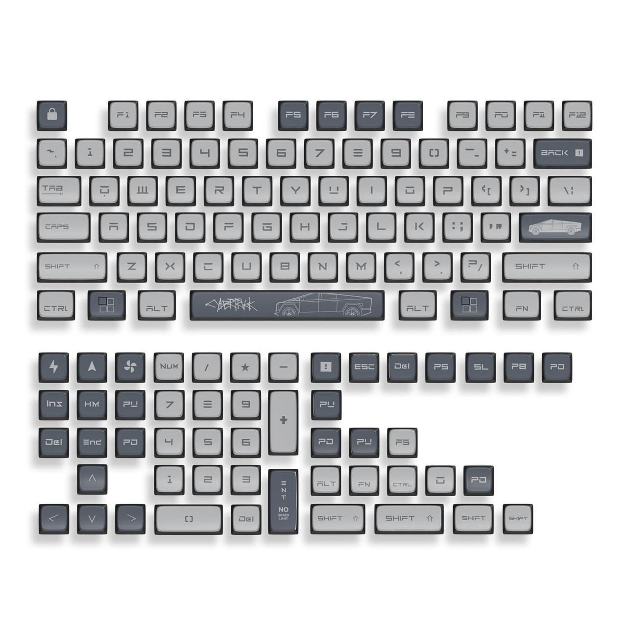 Geniusho Tesla Cybertruck Style PBT Keycaps 60 65 75 85 100 Percent ...