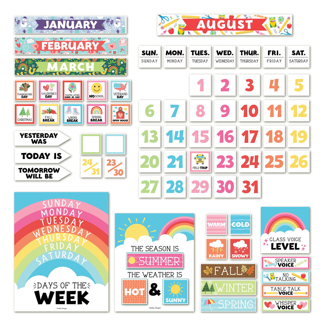 Doodle Classroom Calendar Set Bulletin Board Sets For Teachers ...
