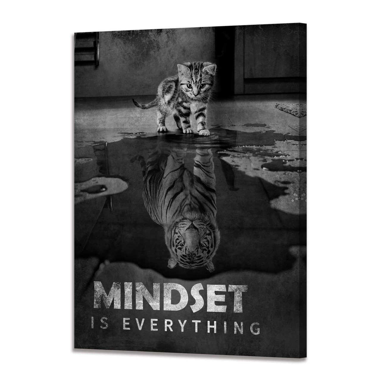 Inspirational Canvas Prints Cat Tiger Wall Art Mindset Is Everything ...