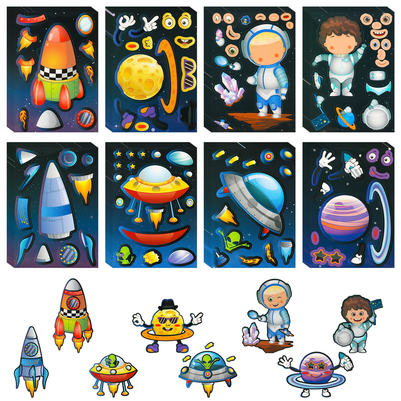 48 Sheets Space Stickers for Kids Planet Make Your Own Stickers Outer ...