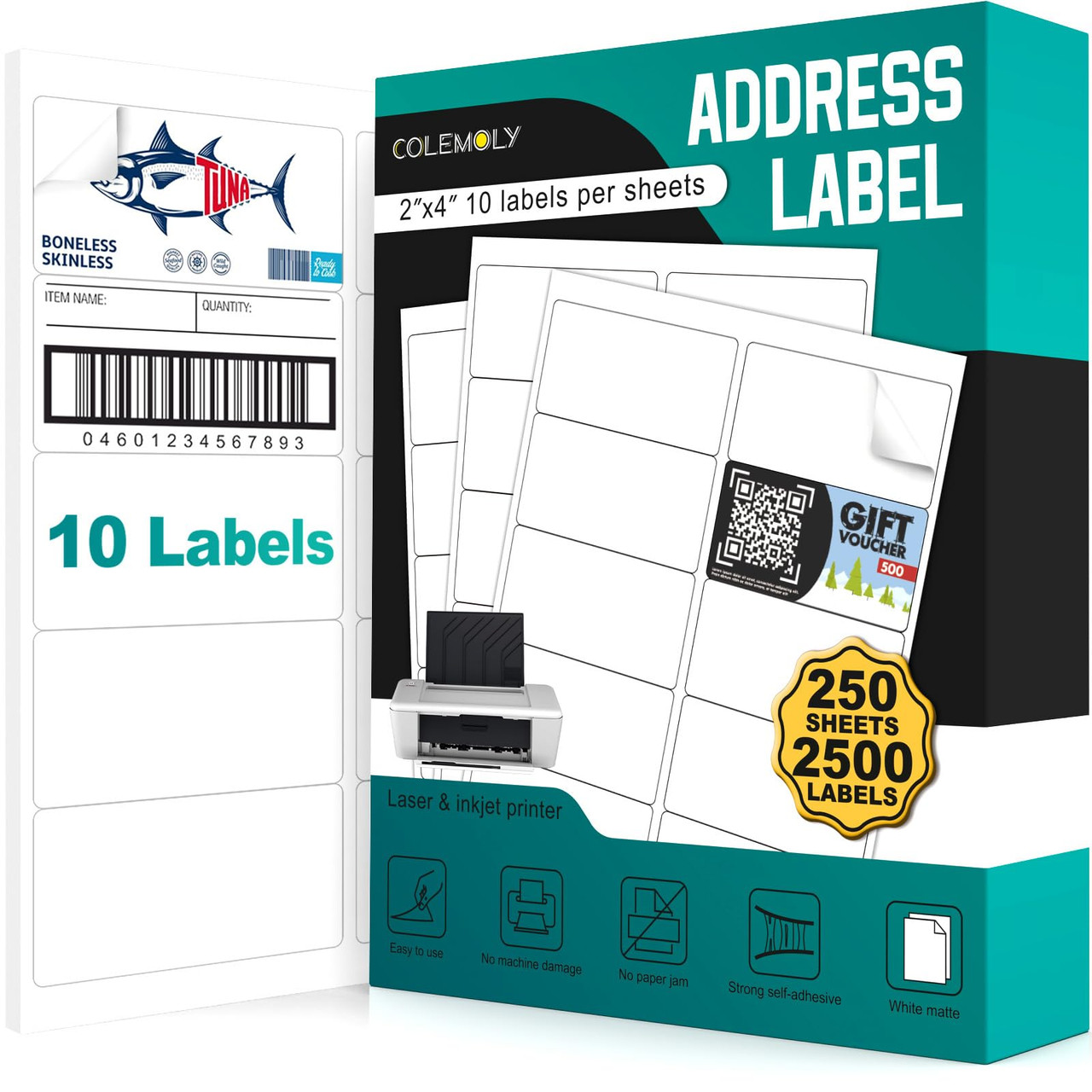 2x4 Inch Address Labels - 250 Sheets (10 Labels per) for Inkjet/Laser ...