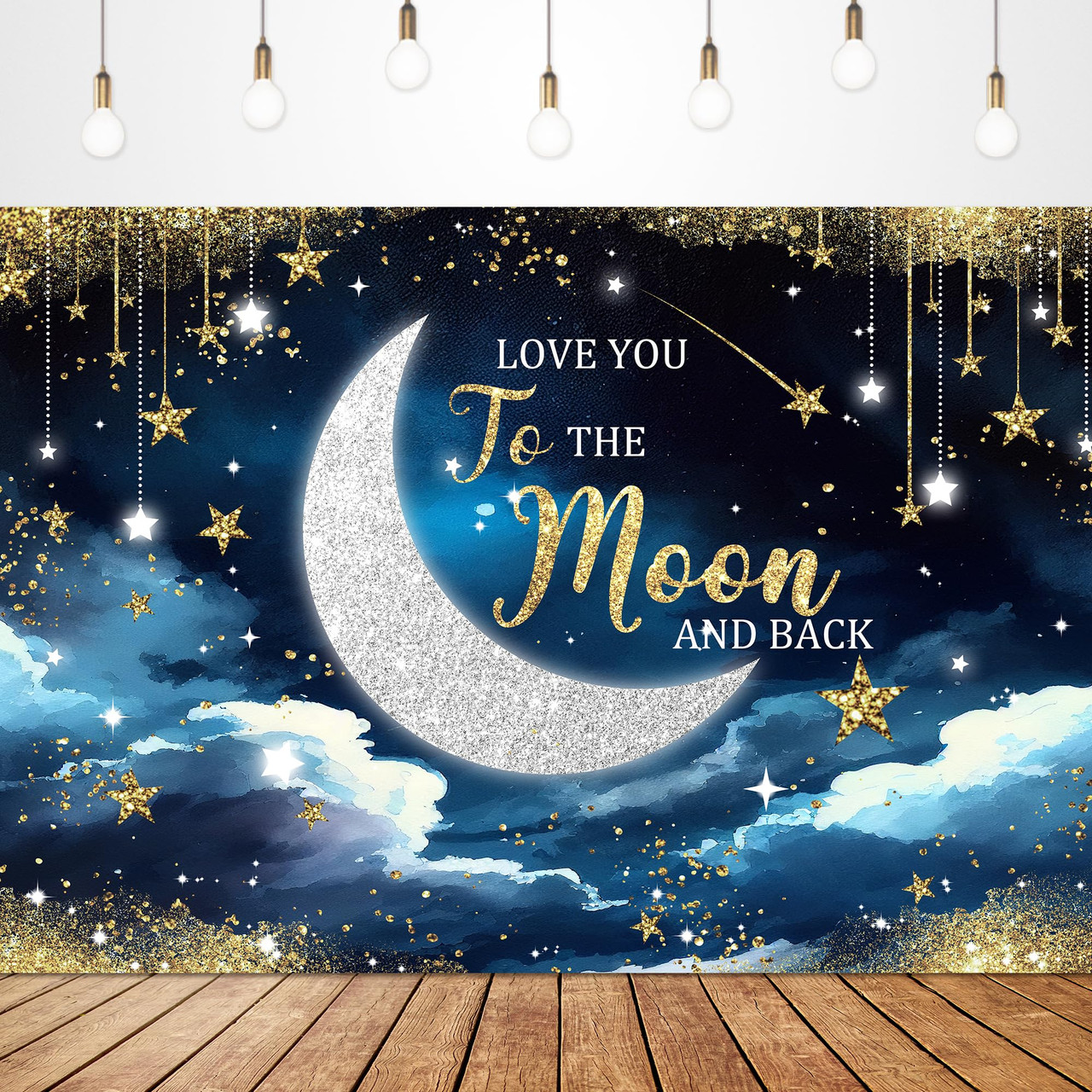 Glawry Moon Stars Night Backdrop for Photography 7Wx5H Feet Starry Blue ...