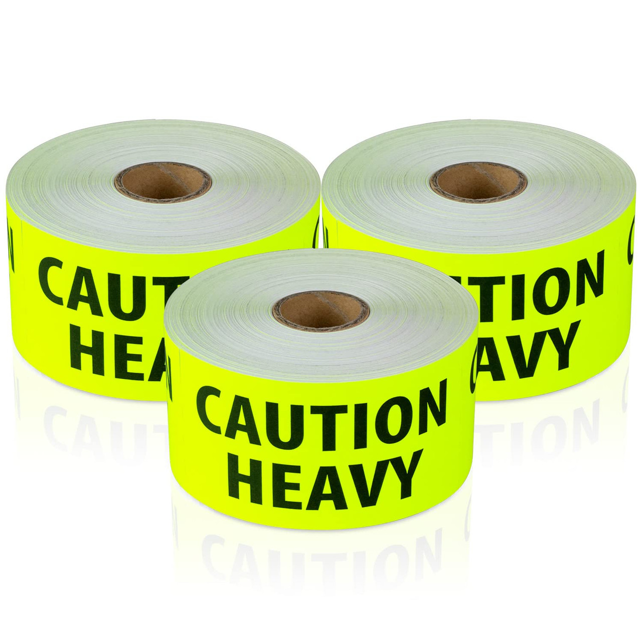 OfficeSmartLabels - 4"x2" [Caution - Heavy] in Fluorescent Yellow with ...
