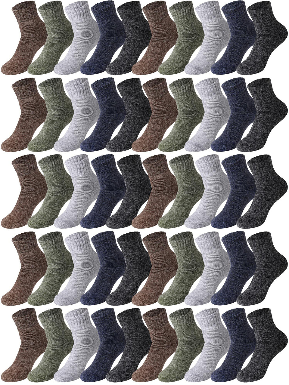30 Pairs Wool Socks Bulk Men Thick Warm Winter Socks Hiking Winter Warm ...