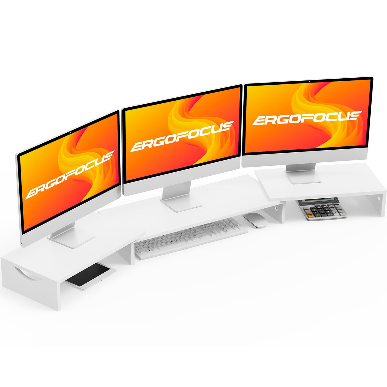 Ergofocus Triple Monitor Stand Riser, Extra Long Monitor Riser for 1~2 ...
