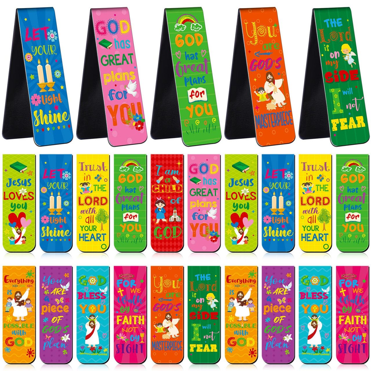 Harloon 48 Pcs Christian Bookmarks for Kids Bible Verses Magnetic ...