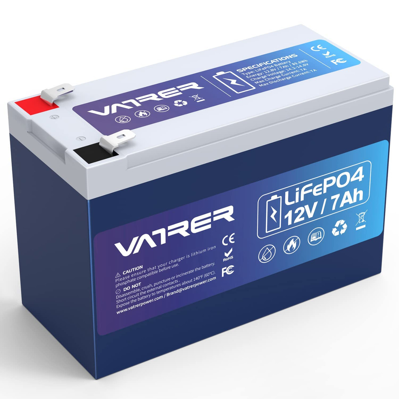 VATRER POWER 12V 7AH LiFePO4 Battery Deep Cycle Lithium Battery, Built ...