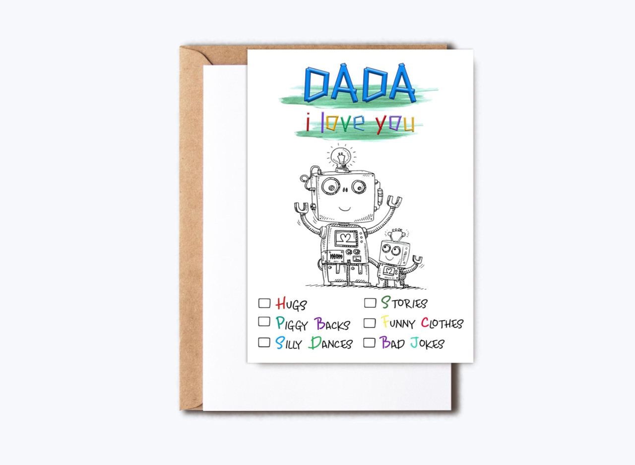 HKDesignGift Dada Robot Card - Robot Birthday Card - Happy Birthday ...