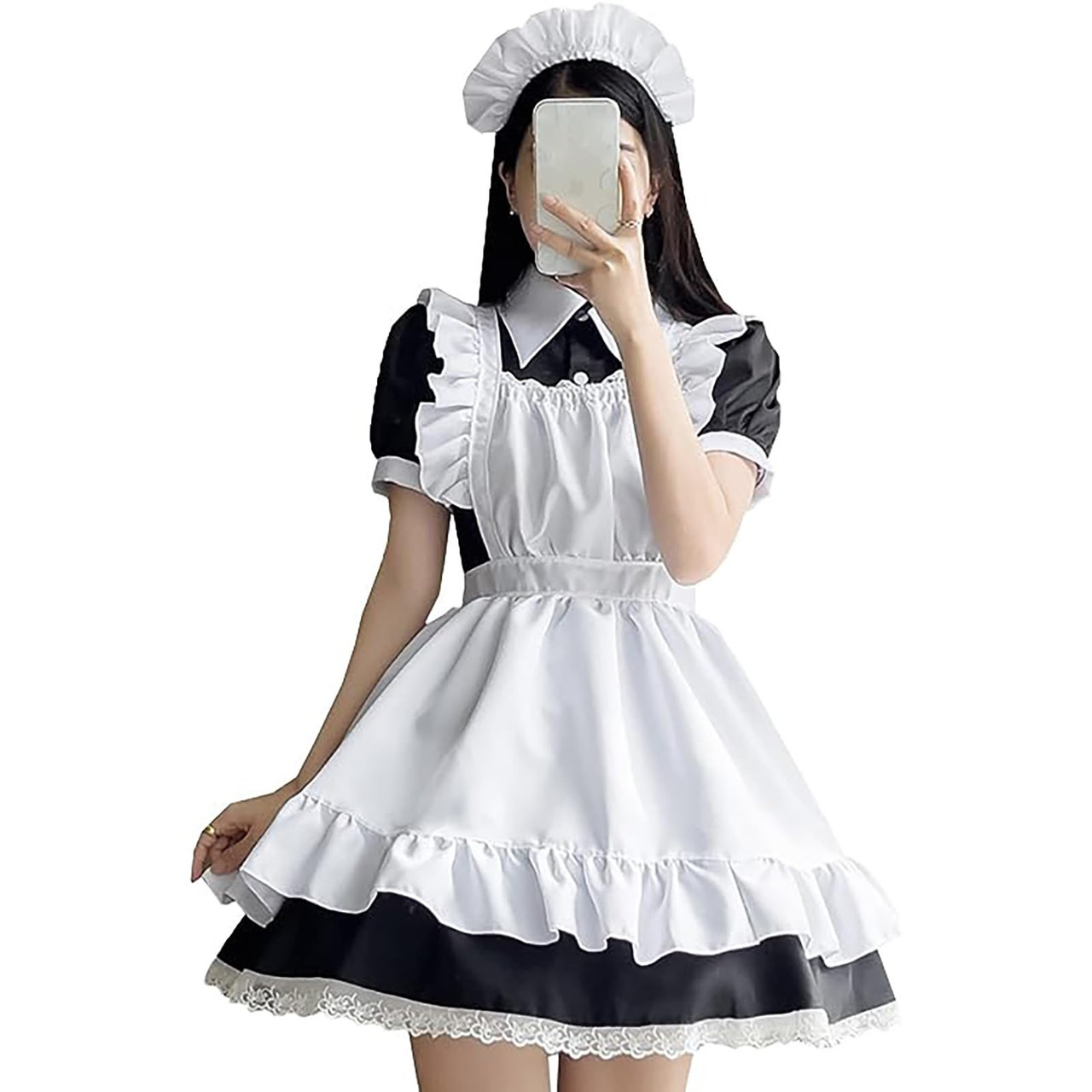 Maid Outfit Short Sleeve Maid Cosplay Costume Anime Maid Apron Fancy ...