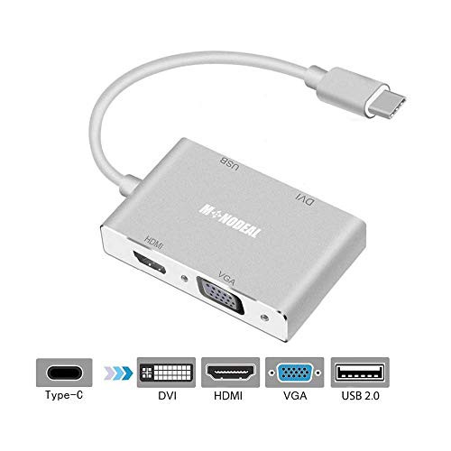 USB C to HDMI/DVI/VGA Adapter, Monodeal 4 in 1 USB 3.1 Type-C Hub VGA ...