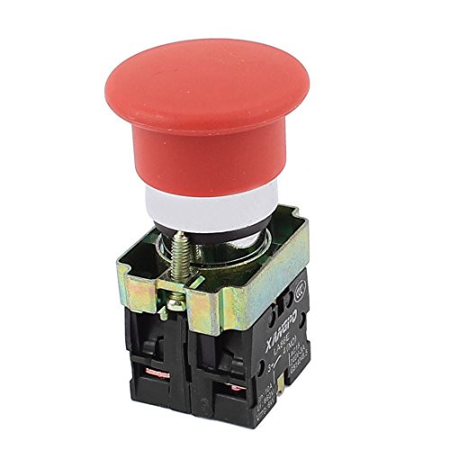 Uxcell AC 400V 10 Amp Red Mushroom Head 4-Terminal 1NC+1NO Emergency ...
