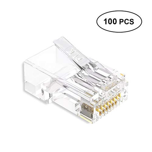 100-Pack Cat6 RJ45 8P8C Modular Connectors Plugs for Ethernet Network ...
