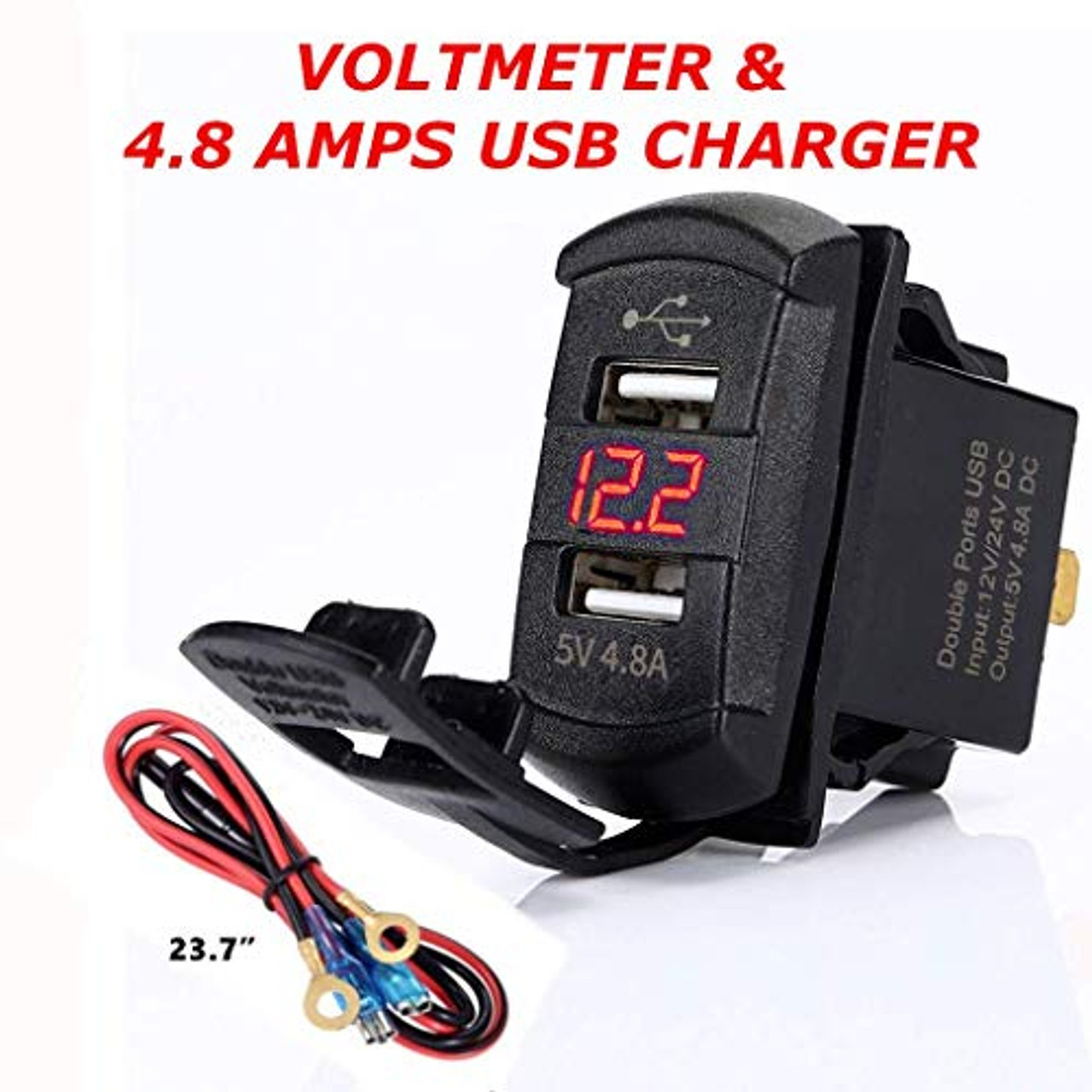 Switchtec 48 Amps Dual Usb Rocker Switch Style Charger W Red Voltmeter