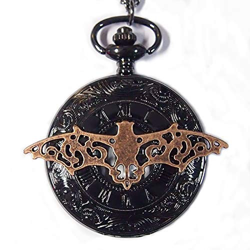 Bat Pocket Watch Vintage Red Alloy Bat Flying in Night Pocket Watch ...