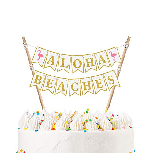 Aloha Beaches Flamingo Cake Bunting Topper Handmade Tropical Birthday ...