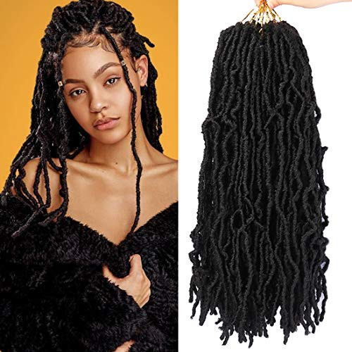 7 Packs Nu Locs Crochet Hair 18 Inch Natural Wavy Goddess Locs Crochet ...