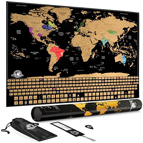 Scratch Off World Map: Large Travel Wall Poster Maps with Country Flags ...