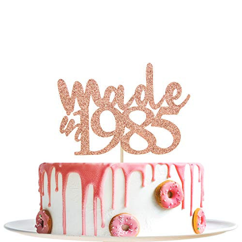 Rose Gold Glitter Made In 1985 Cake Topper Cheers to 35 Years Cake ...