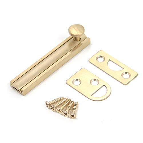 MTMTOOL Brushed Gold Surface Bolt 3 Solid Brass Surface Bolt Hardware ...