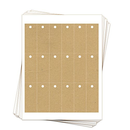 180 Printable Kraft Cardstock Rectangle Hang Tags with Holes 1-25 x 3 ...