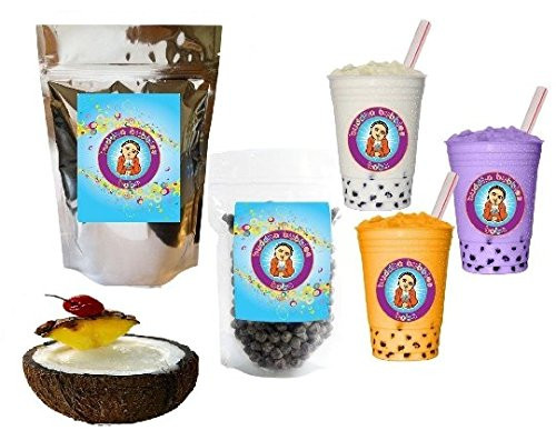10 Drinks Pina Colada Boba Tea Kit Tea Powder Tapioca Pearls Straws By ...