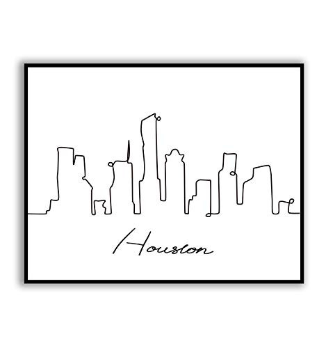Houston Skyline City Cityscape Art Minimalist Houston One Line Drawing ...