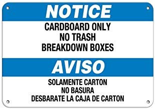 LilithCroft99 Notice Cardboard Only No Trash Breakdown Boxes Sign,Metal ...