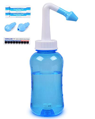 Neti Pot - Nasal Irrigation Wash Bottle, Sinus Rinse Salt Packets ...