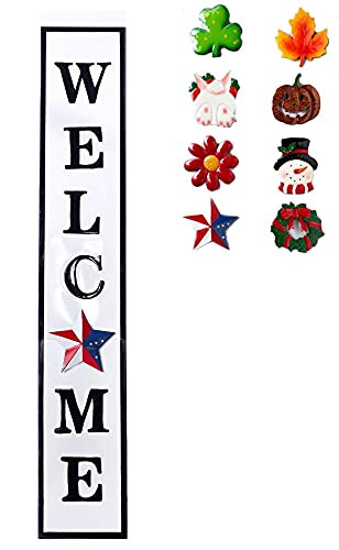 The Lakeside Collection Interchangeable Wall Leaning Welcome Sign with ...