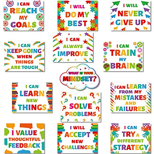 17 Pieces Mindset Posters Motivational Posters Bulletin Board Display ...