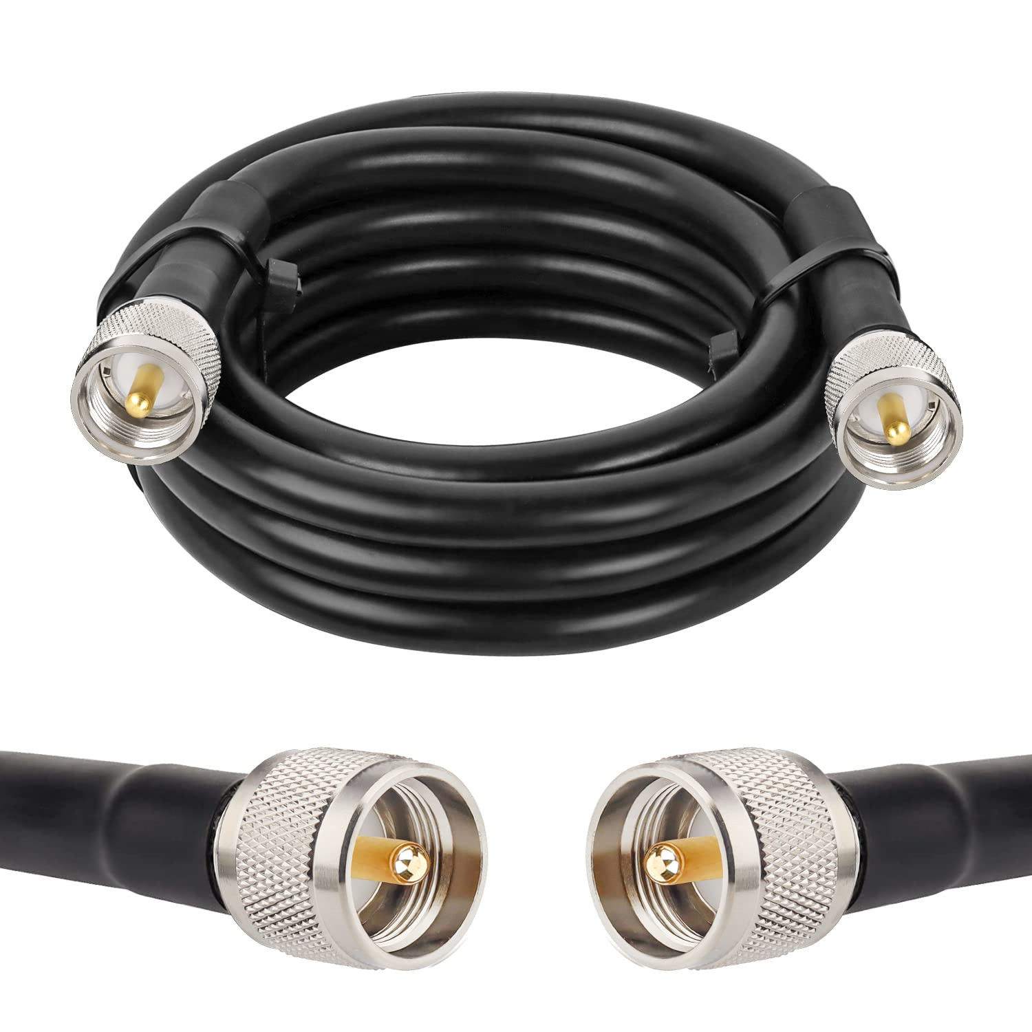 MOOKEERF UHF CB Coax Cable, 8ft KMR400 PL259 Male to Male Coaxial Cable ...