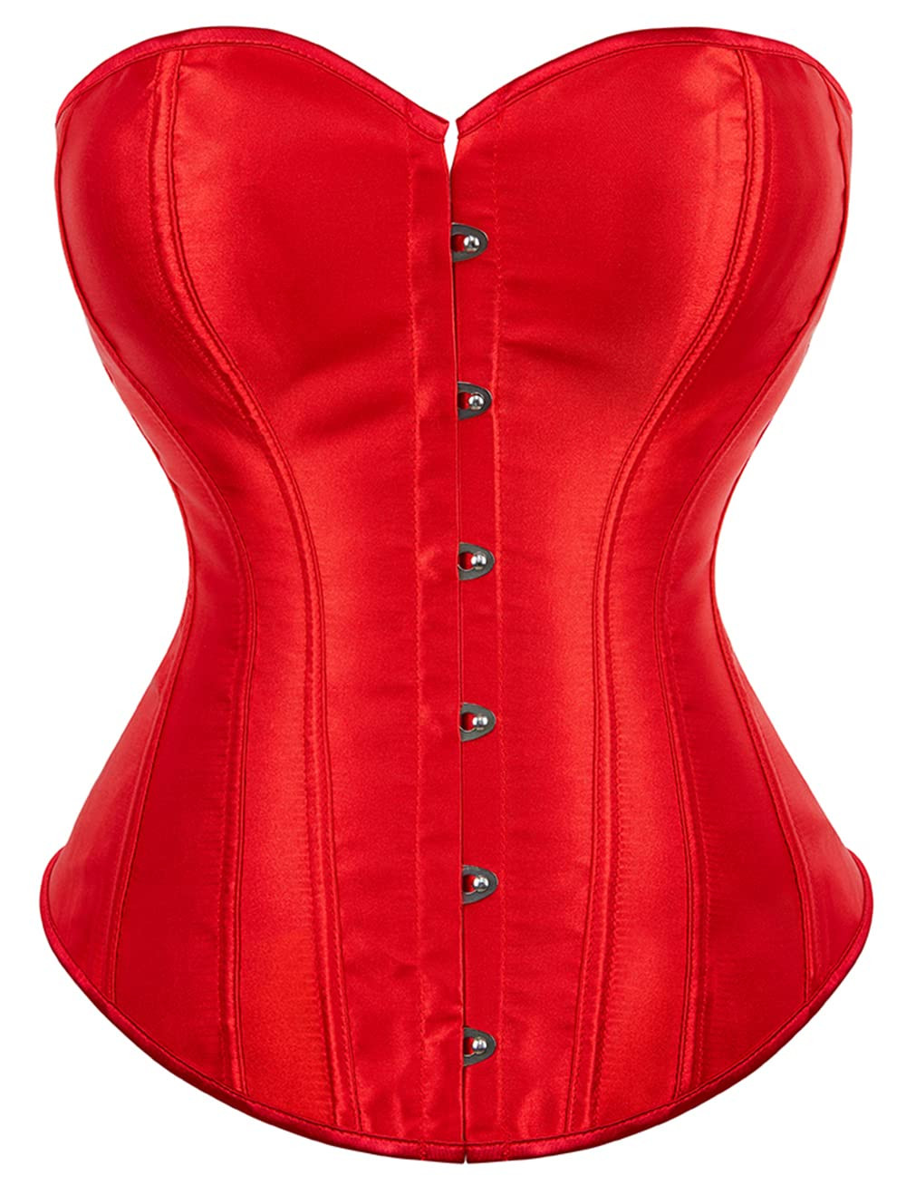 Moessa Women's Satin Corsets Top Lace Up Boned Overbust Corset bustier ...