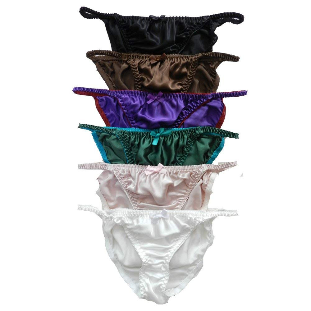 Yavorrs Women's Silk String Bikini Silk Panties 6 Pairs in One Economic ...