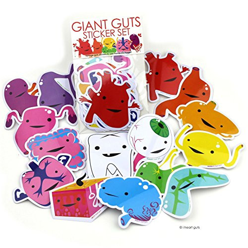 Giant Guts Sticker Pack of 15 I Heart Guts Stickers - Warehousesoverstock