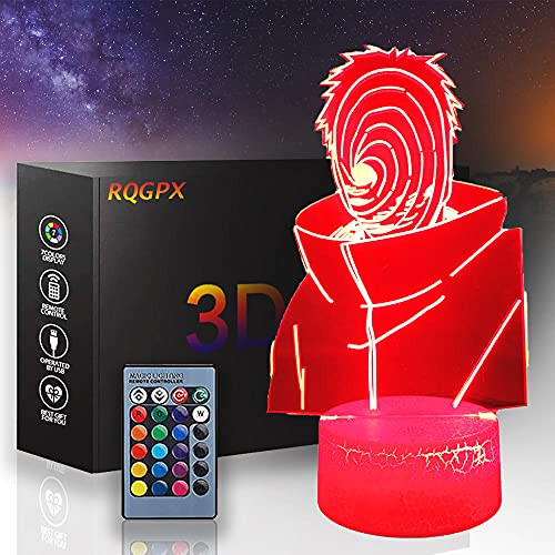 Naruto 3D Lamp Optical Illusion Night Light Uchiha Obito Led Gaming ...