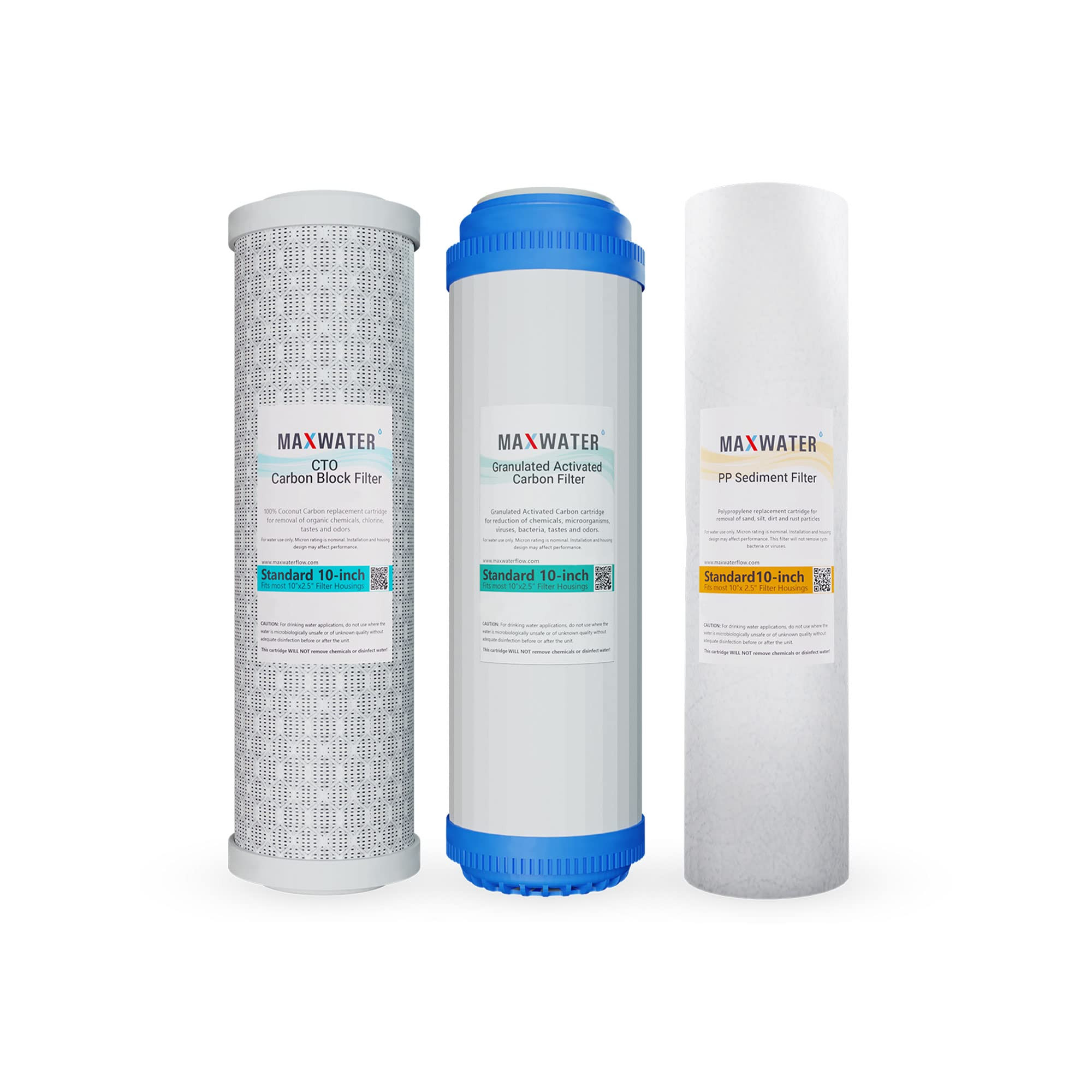 Max Water 5 Micron Replacement Filter Cartridge Set (10 inch x 2.5 inch ...