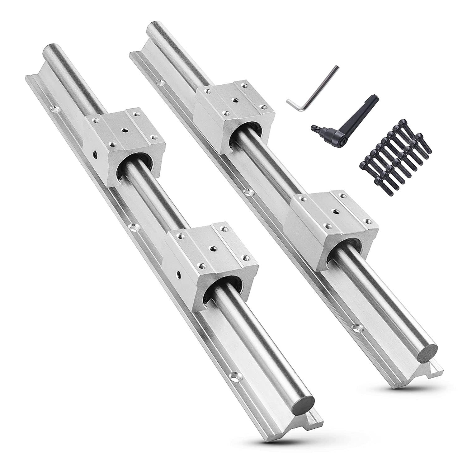 CNCMANS SBR20-600mm Linear Rail Linear Rails and Bearings Kit 2Pcs SBR20 600mm Long Fully ...