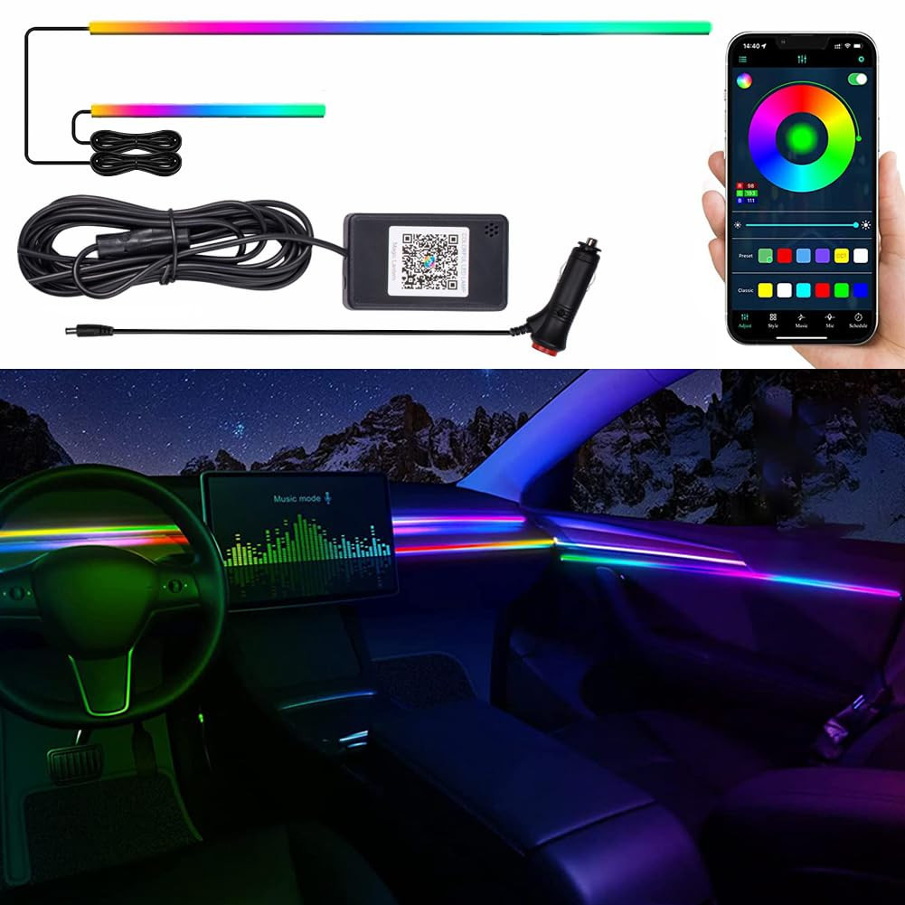 Acrylic Interior Car LED Strip Light with Wireless APP, RGBIC ...