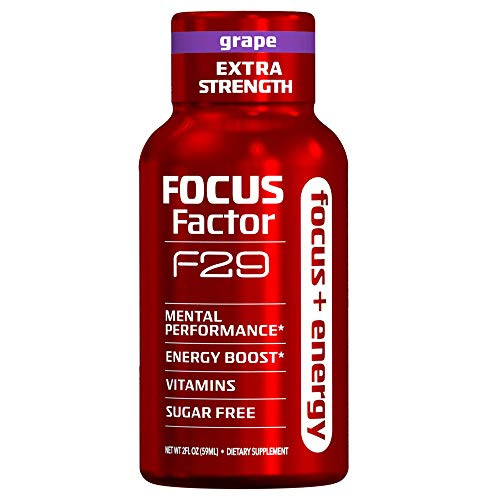 Focus Factor Extra-Strength Liquid Energy Shot Brain Supplement Grape ...