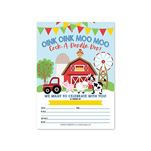 Birthday Party Invitations Farm Animal - 25 Cartoon Barnyard Printable ...