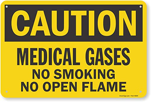SmartSign - S-5960-AL-12x18 Caution - Medical Gases No Smoking Open ...