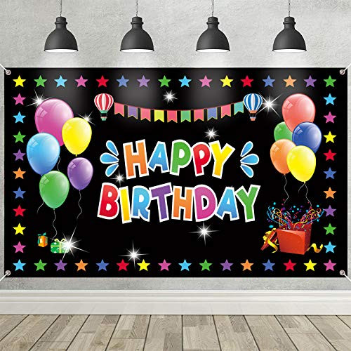 Happy Birthday Banner Large Colorful Balloons Banner Birthday Party ...