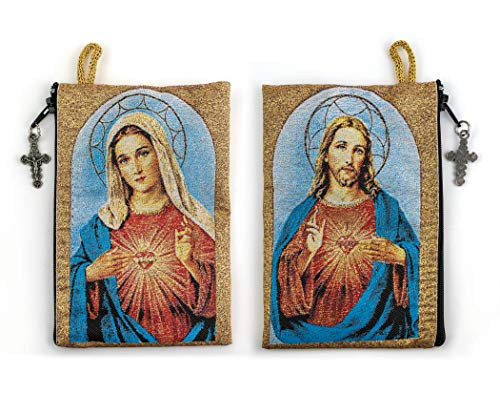 Catholic Rosary Pouch Immaculate Heart Of Mary And Sacred Heart Of