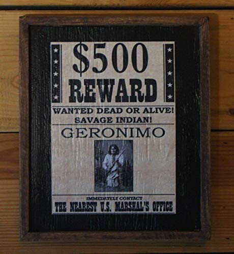 Vintage Geronimo Wanted Poster - Wooden Sign - Warehousesoverstock