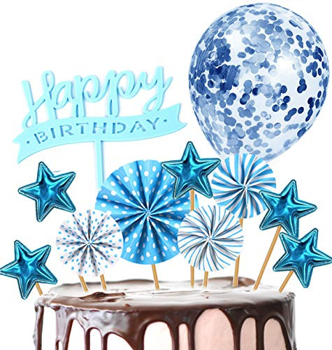 Happy Birthday Cake Balloon Toppers Acrylic Birthday Cupcake Topper ...