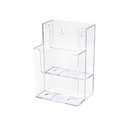 Marketing Holders 4 W Brochure Holder Displays Tri-fold Brochures Clear ...