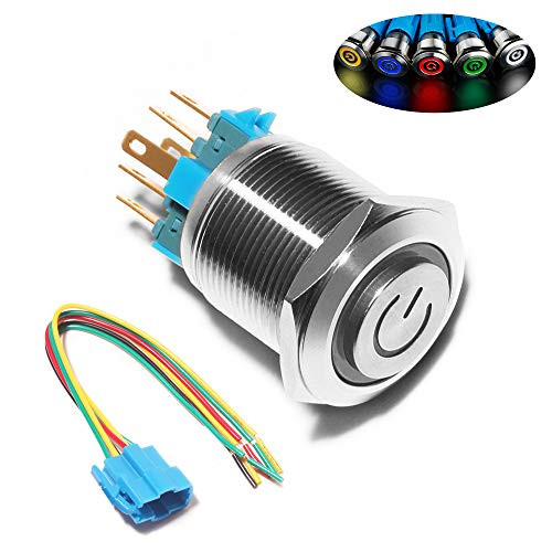 Monrand 22mm Latching Push Button Switch12V DC ON-Off Self-Locking ...