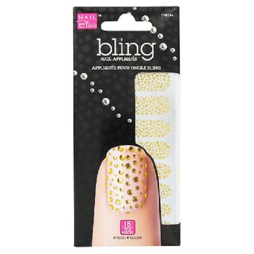Nail Bliss Bling Flase Nail Gold Bubbles 18 Count - Warehousesoverstock