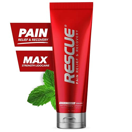Rescue Pain Relief and Recovery Cream 4 oz Maximum Strength Lidocaine ...