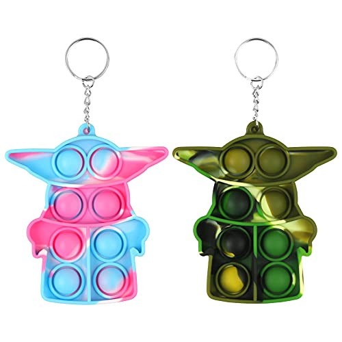 2 Pack Mini Push Pop Bubble Sensory Fidget Toy Keychainscartoon Alien